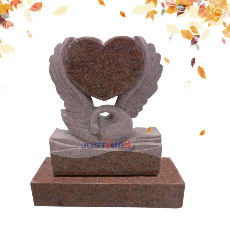 Bahama Blue Granite Double Angel Upright Headstone